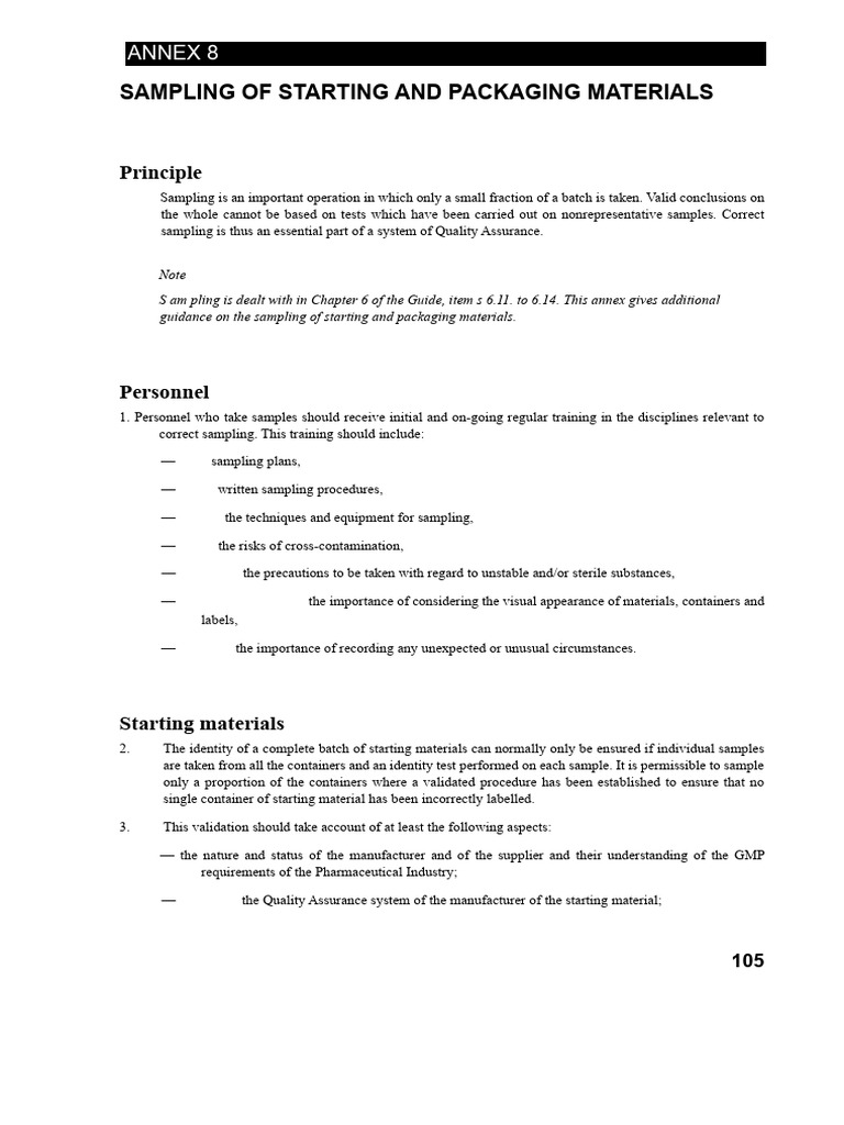 Sampling Guidelines for Materials | PDF | Packaging And Labeling ...
