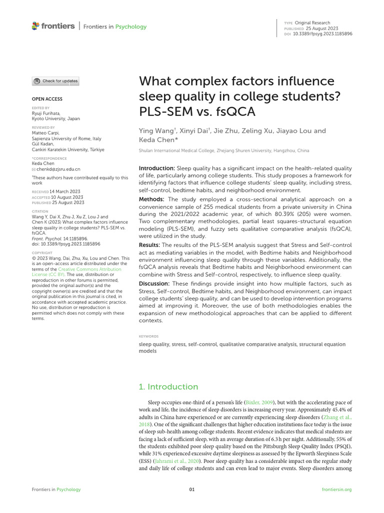 What Complex Factors Influence Sleep Quality in Co | PDF | Career ...