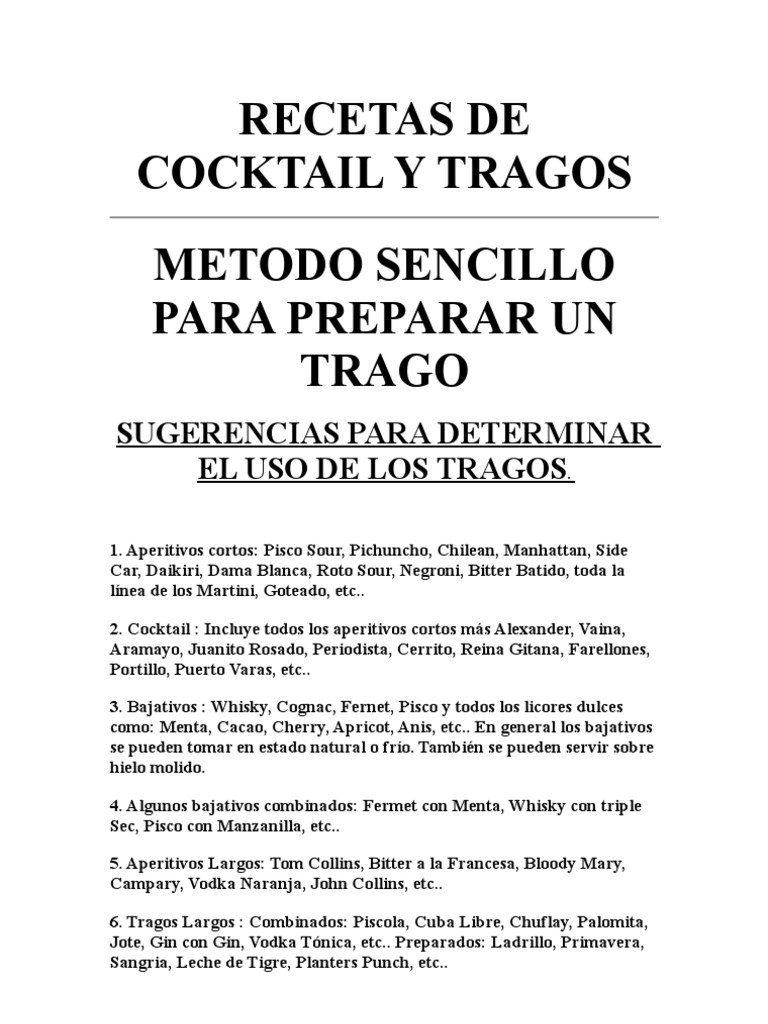Recetas de Cócteles y Tragos Fáciles | PDF | Helado | Bebidas alcohólicas