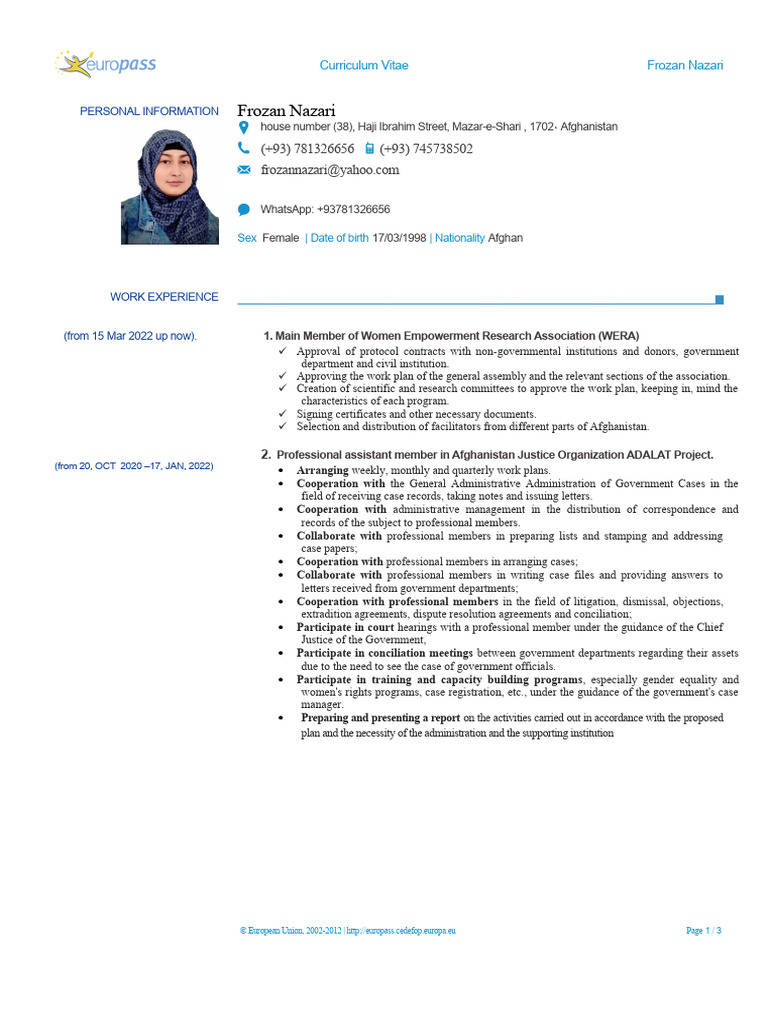 Frozan CV | PDF | Career & Growth