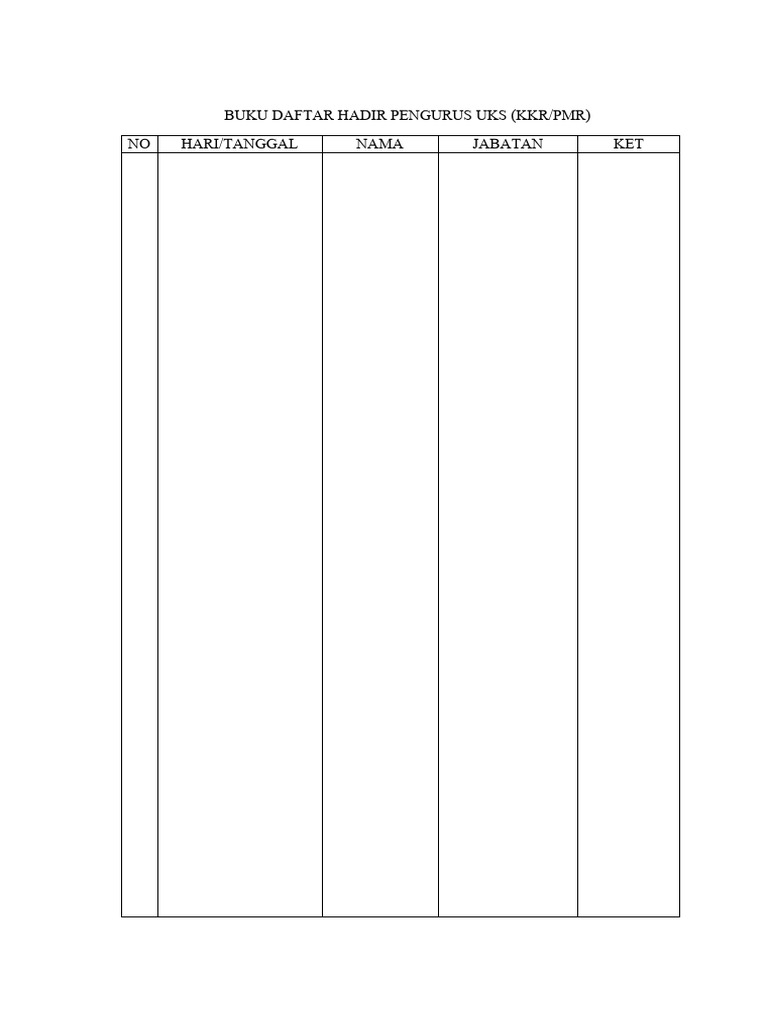 Buku Daftar Hadir Pengurus Uks | PDF