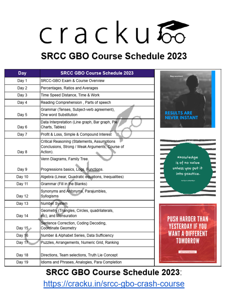SRCC GBO Course Schedule 2023 | PDF