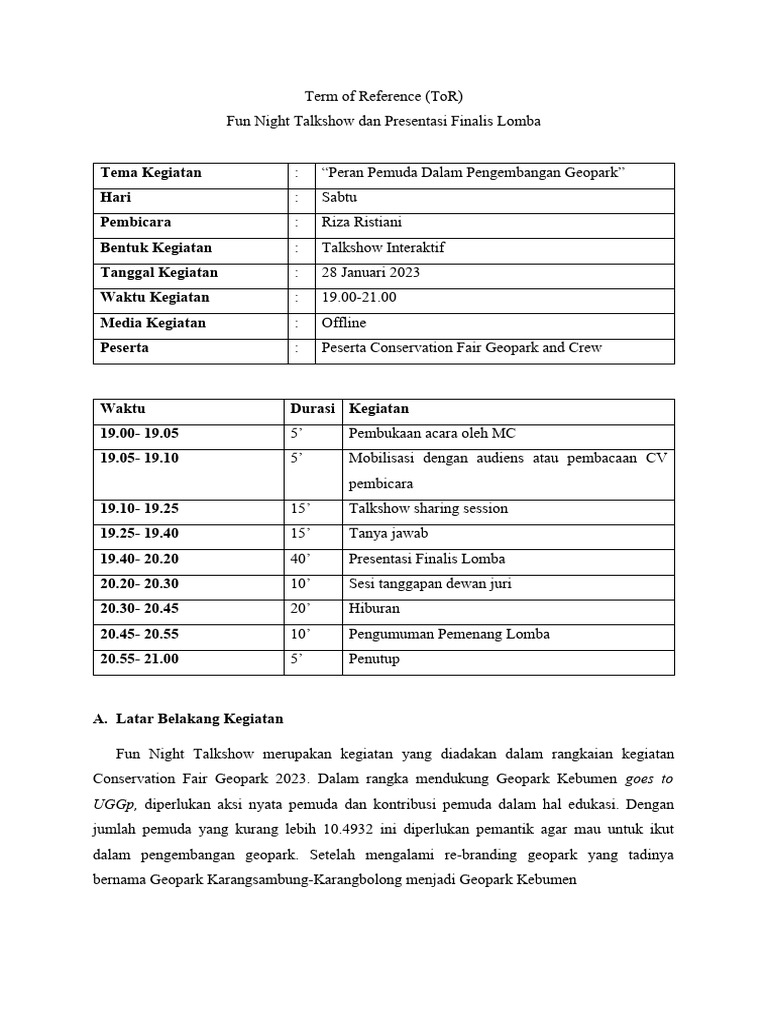 ToR FUN NIGHT CFG 2023 | PDF | Seni