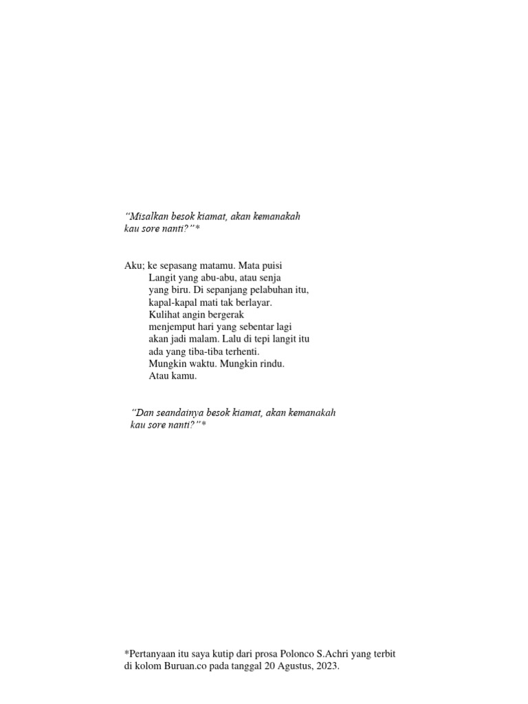Misalkan Besok Kiamat | PDF