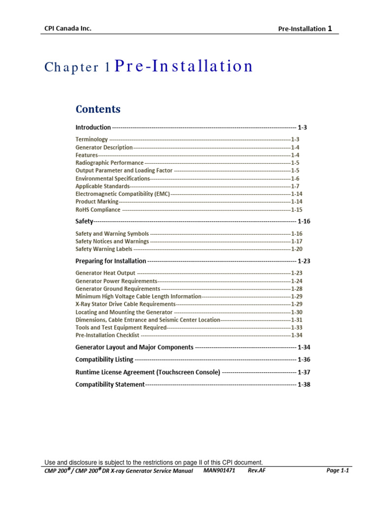 Fdocuments - in Chapter 1 Pre Installation Cpi I 200 Service Cpi Canada ...