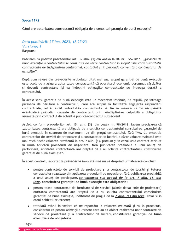 Speta-garantie de buna executie | PDF