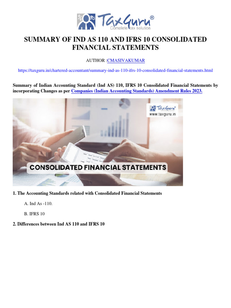 Ind AS 110 & IFRS 10 Summary | PDF | Equity (Finance) | Balance Sheet