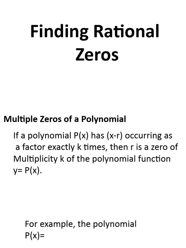 Finding Rational Zeros | PDF