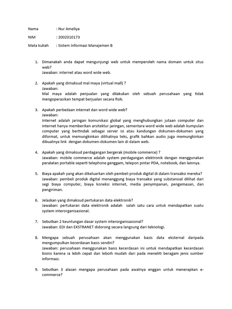 Tugas 3 Sim - Nur Ameliya - 2002010173 | PDF