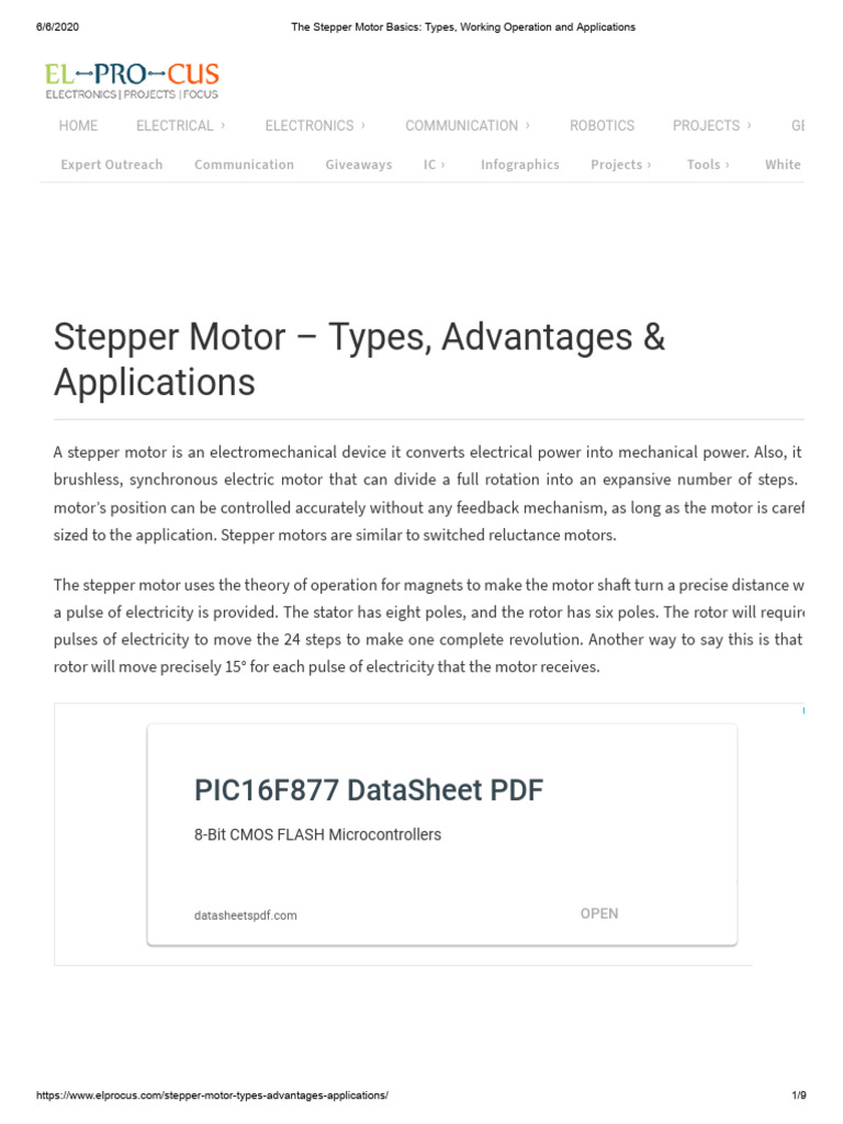 The Stepper Motor Basics Types Working Operation And Applications Pdf