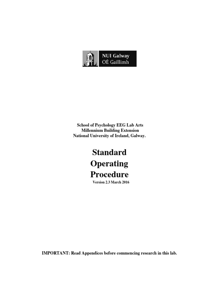 EEG Lab Arts Standard Operating Procedure Version 2.3 | PDF
