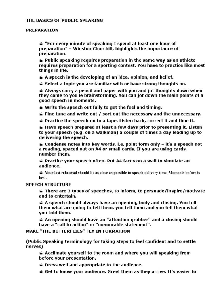 BASICS OF PUBLIC SPEAKING NOTES | PDF
