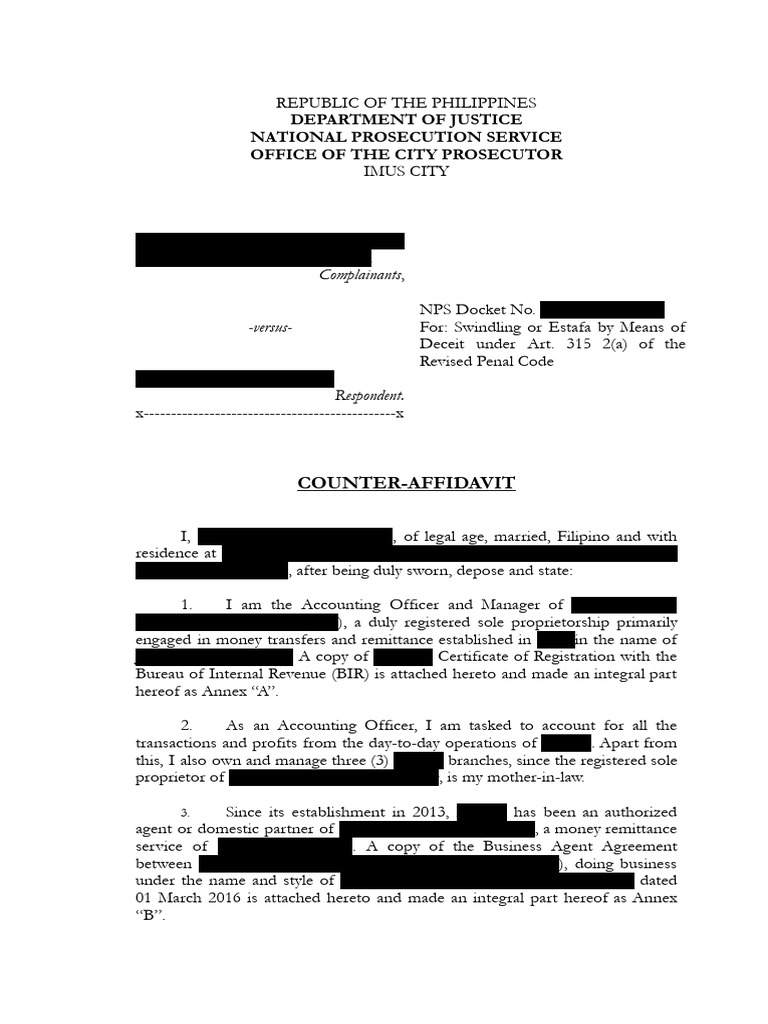 Counter Affidavit Redacted | PDF