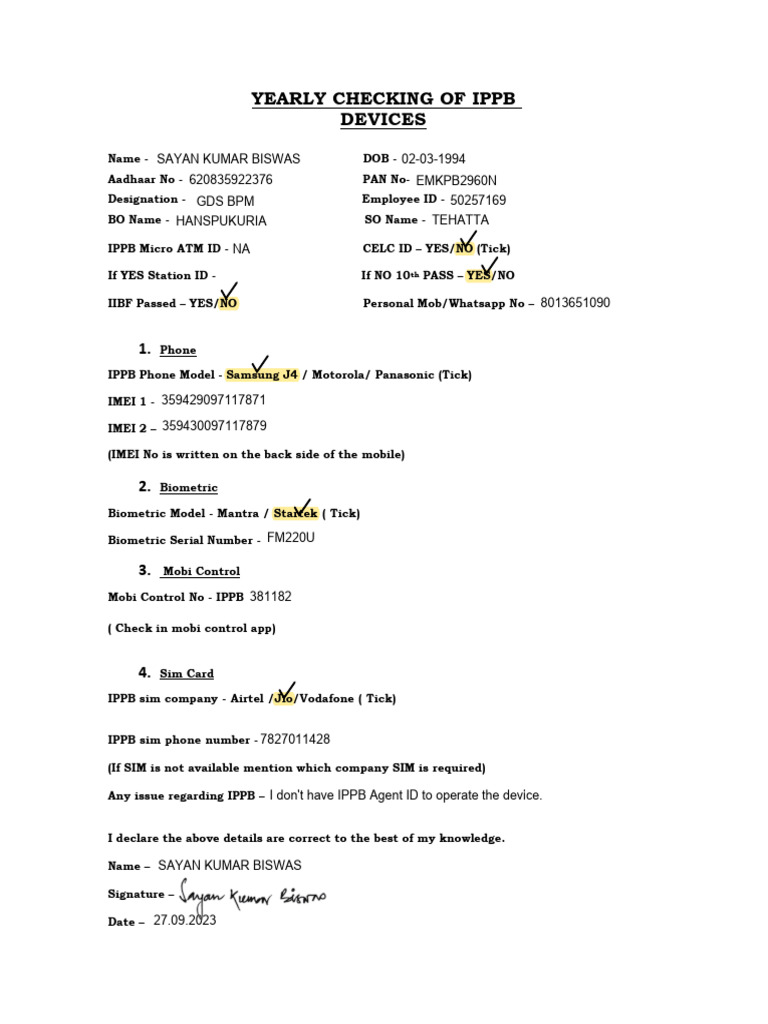 Yearly Checking Of IPPB Devices-1 | PDF