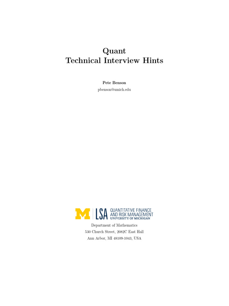 Quant Technical Hints | PDF