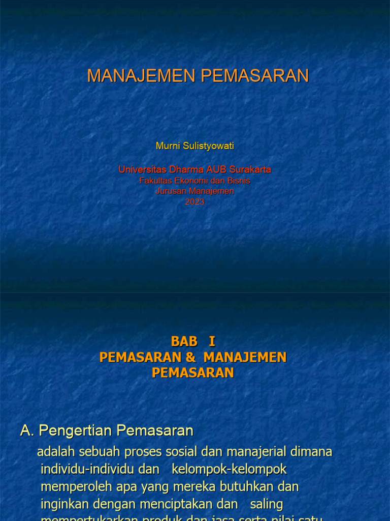 Manajemen Pemasaran | PDF