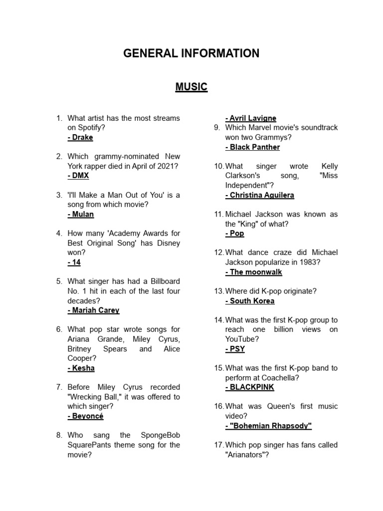 Gen Info (Music) | PDF