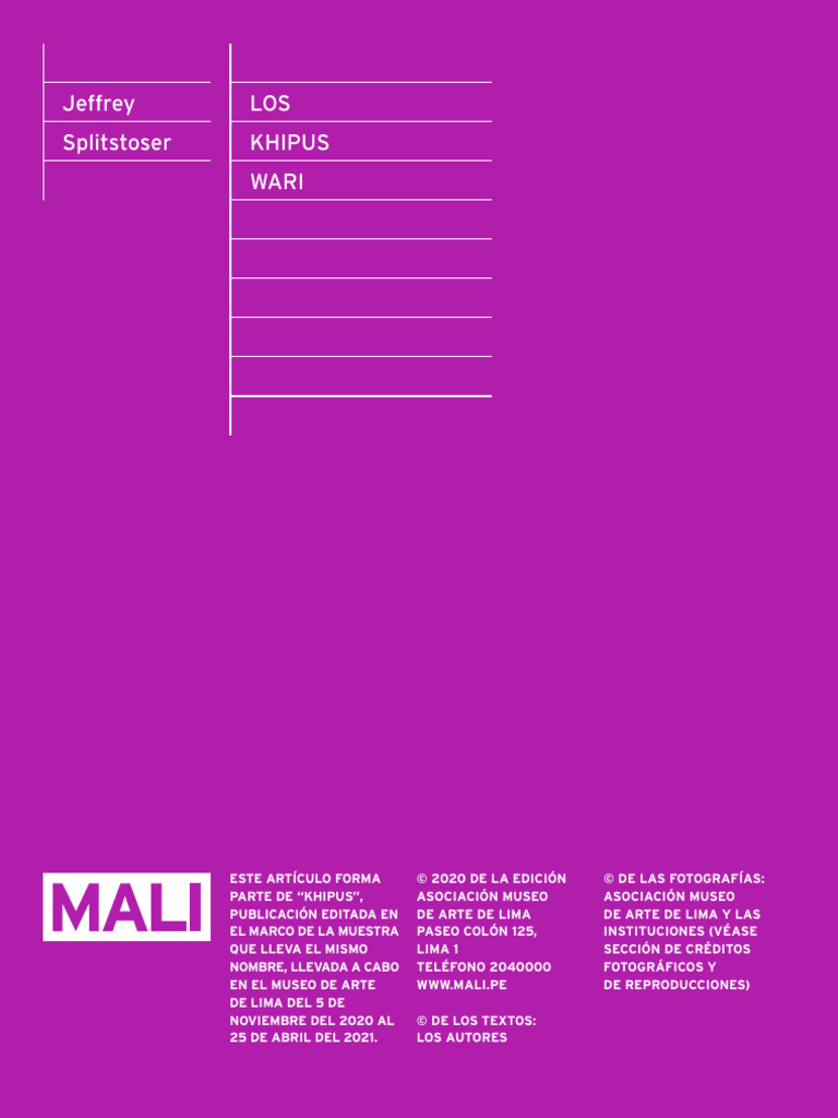 Jeffrey Splitstoser - Los Khipus Wari (2021) | PDF
