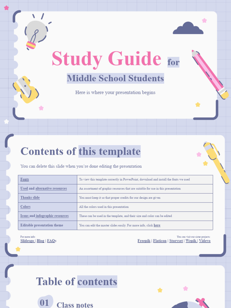 Middle School Study Guide Template | PDF
