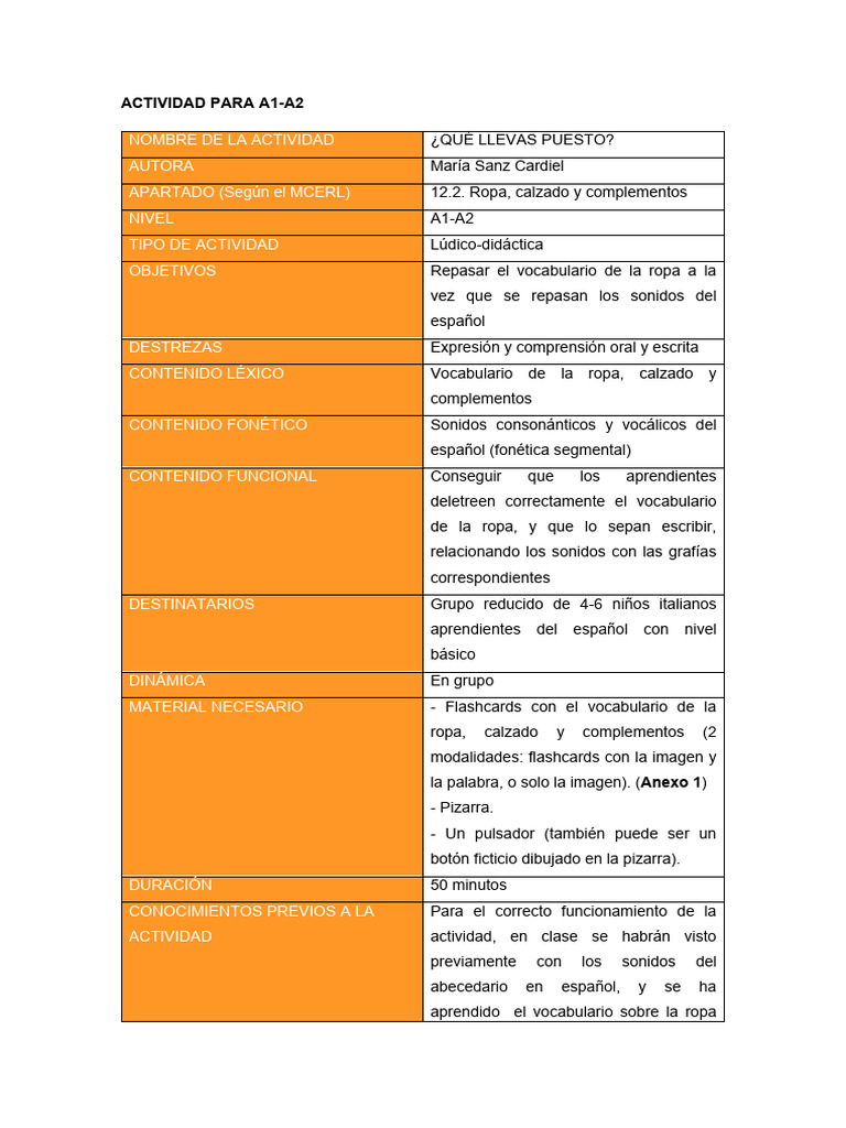 Que Llevas Puesto A1-A2 | PDF | Léxico | Ropa