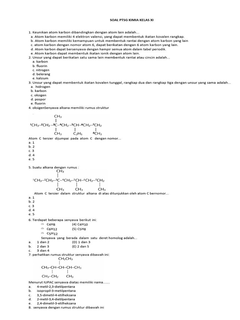 Soal PTSG Kimia Kelas Xi | PDF | Metode & Bahan Ajar | Sains & Matematika