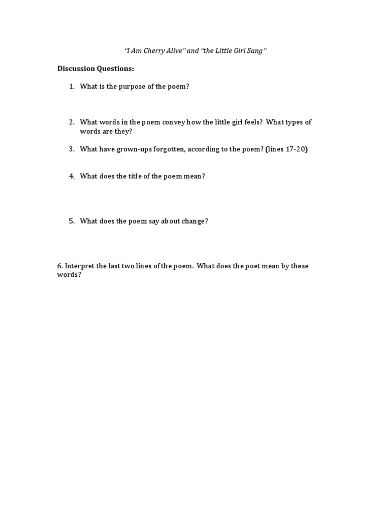 Exploring "I Am Cherry Alive" Poem | PDF | Language Arts & Discipline