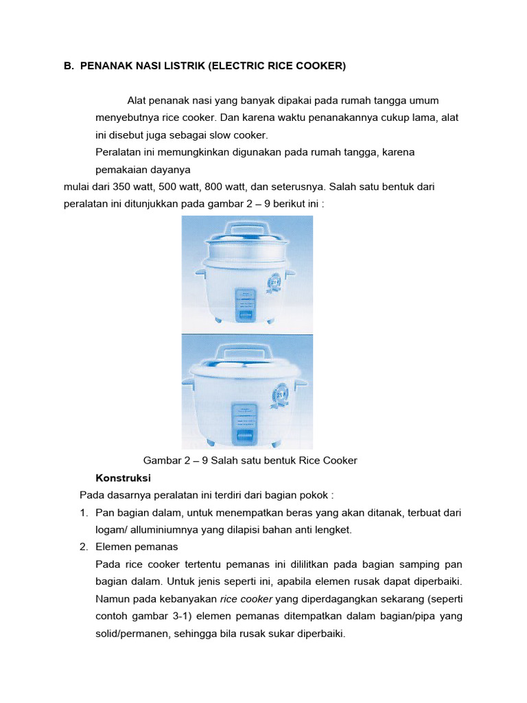 Bagian dan Elemen Rice Cooker | PDF | Sains & Matematika | Teknologi ...