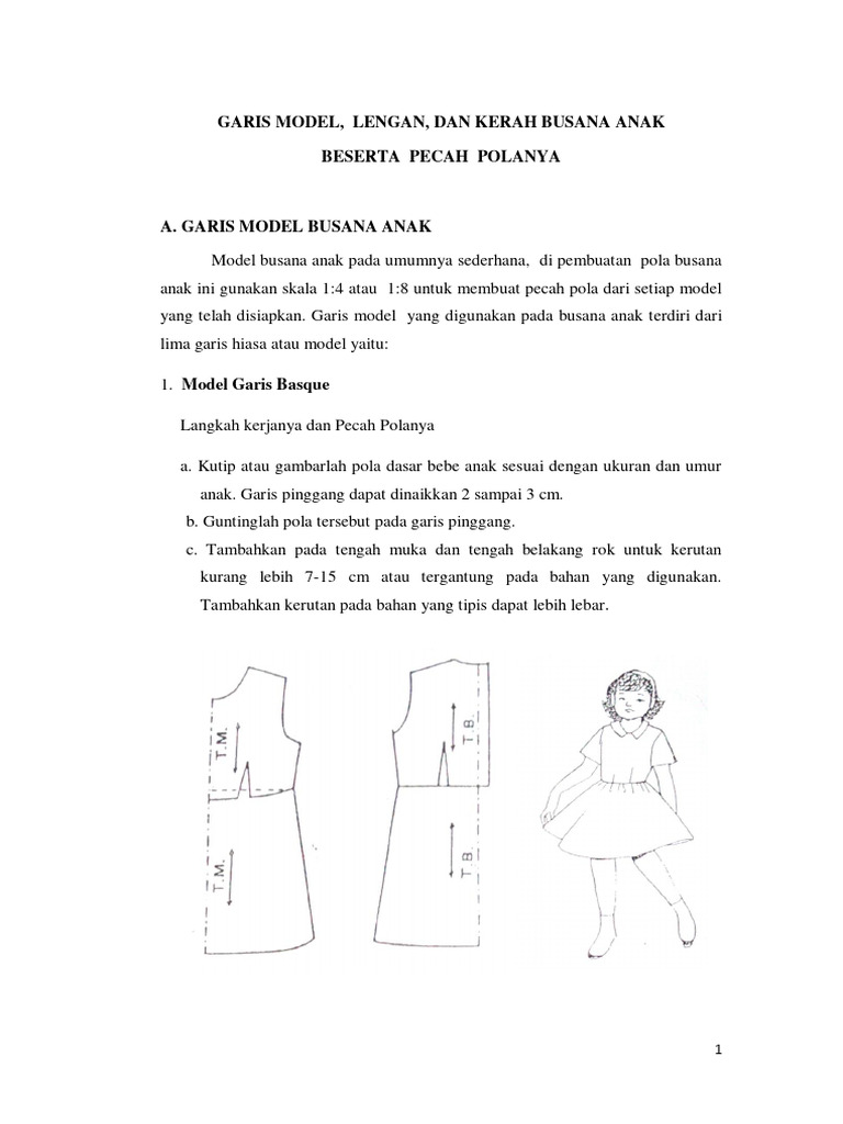 Garis Model, Lengan Dan Kerah Busana Anak | PDF