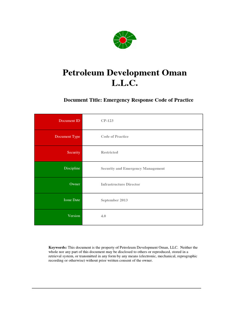 CP-123 Rev.4.0 Emergency Response Code of Practice (Sep-13) | PDF