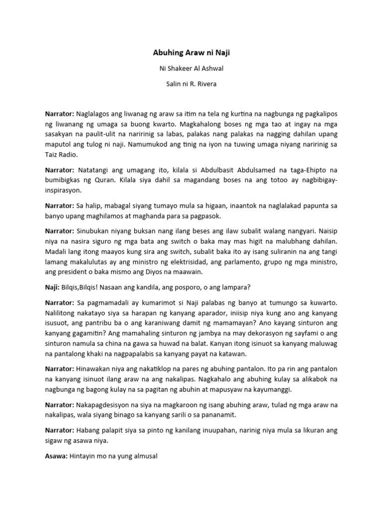 Abuhing Araw Ni Naji | PDF