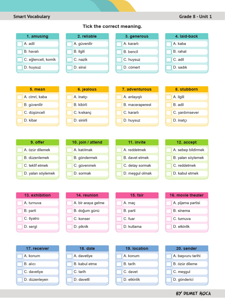 8.1 Smart Vocabulary | PDF