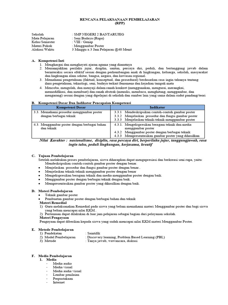03 RPP 3 Seni Rupa MENGGAMBAR POSTER 8 | PDF