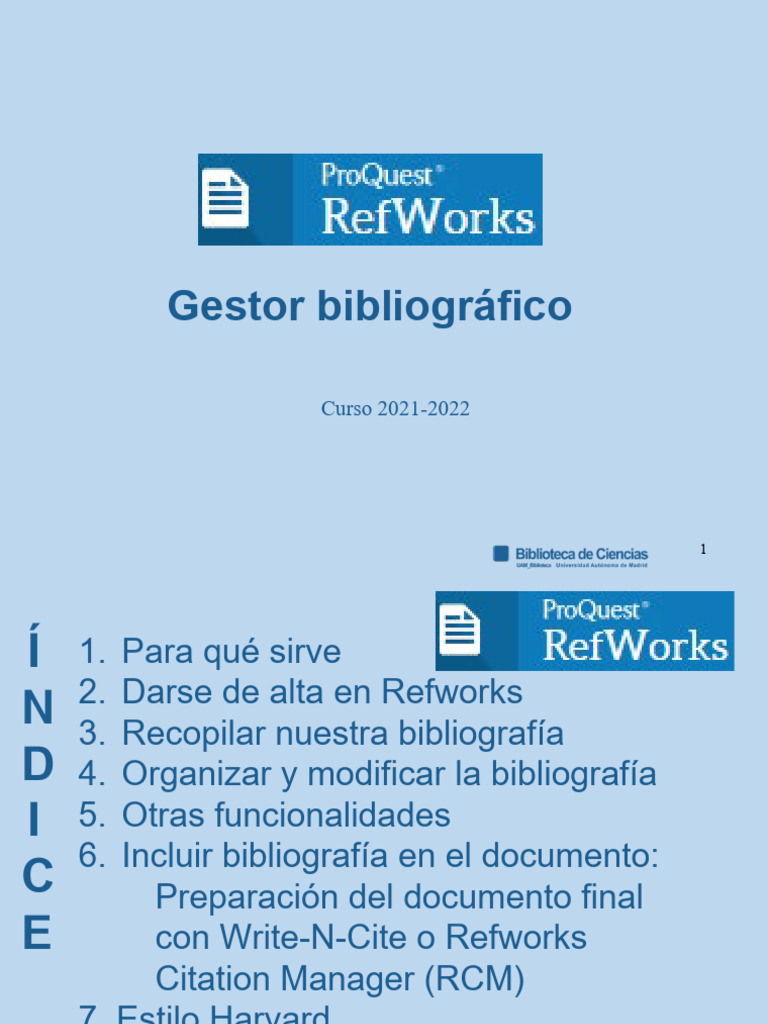 Guía Completa de RefWorks 2021-2022 | PDF