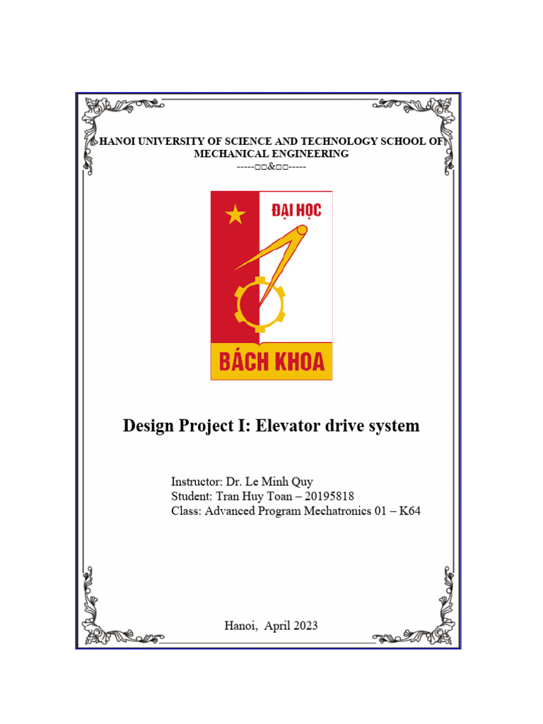 Elevator Drive System Design Project | PDF | Technology & Engineering