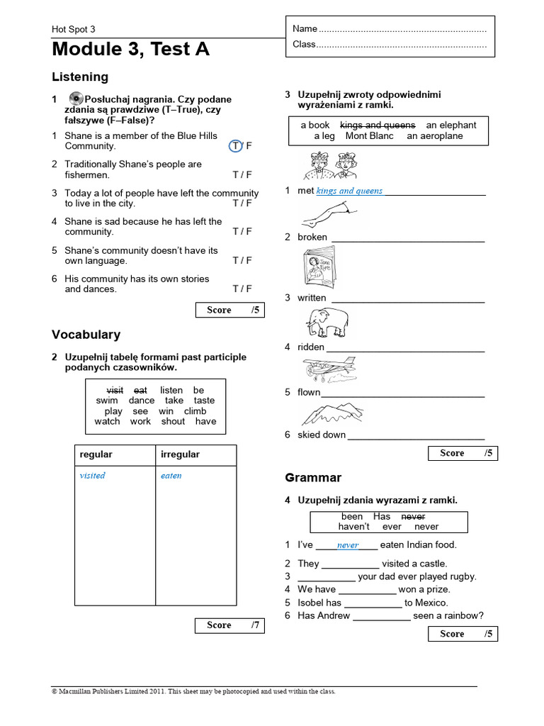 Module 3 Tests A and B-2 | PDF