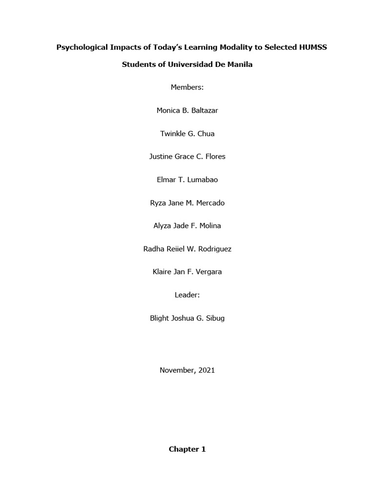 WW 3 Final Draft of Chapters 1 2 and 3 Group2 | PDF
