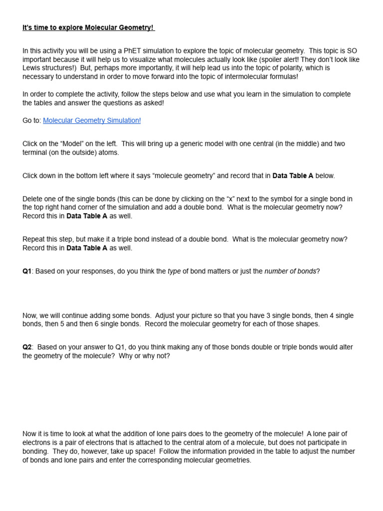 Molecular Geometry Simulation! | PDF