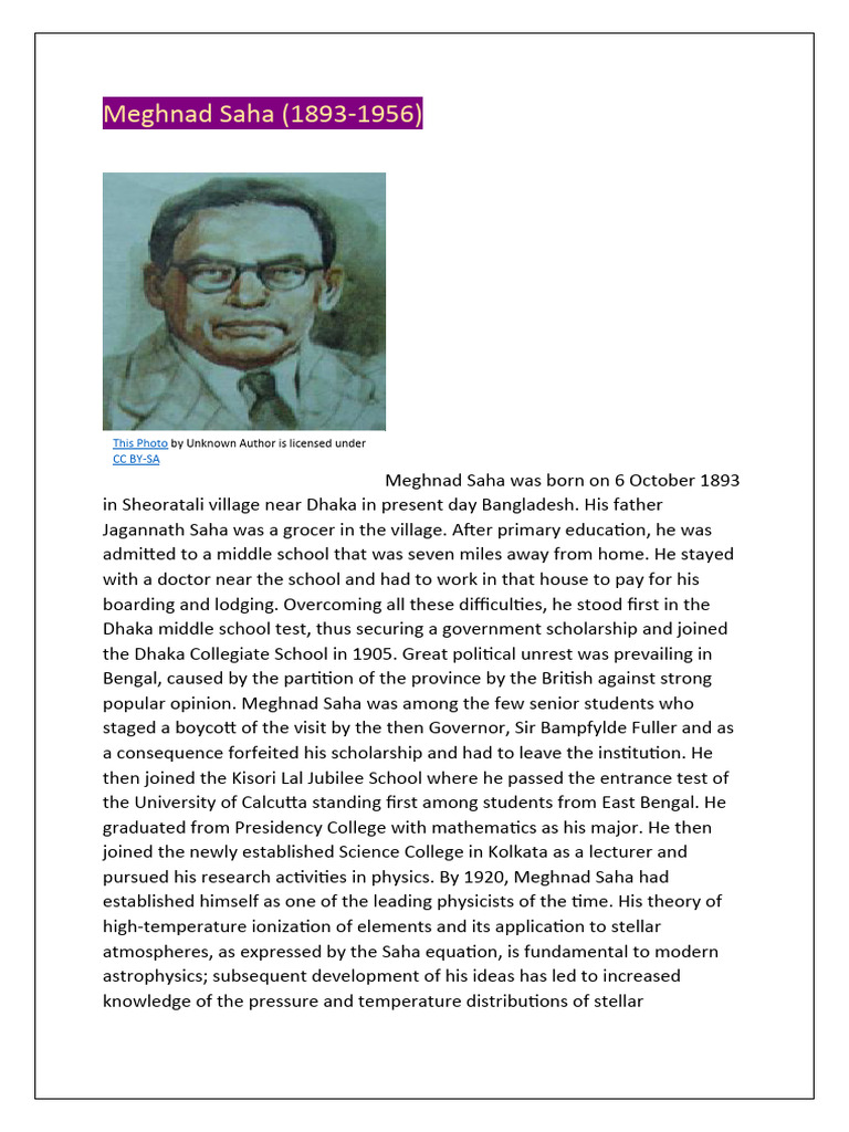 Meghnad Saha | PDF | Science | Physical Sciences