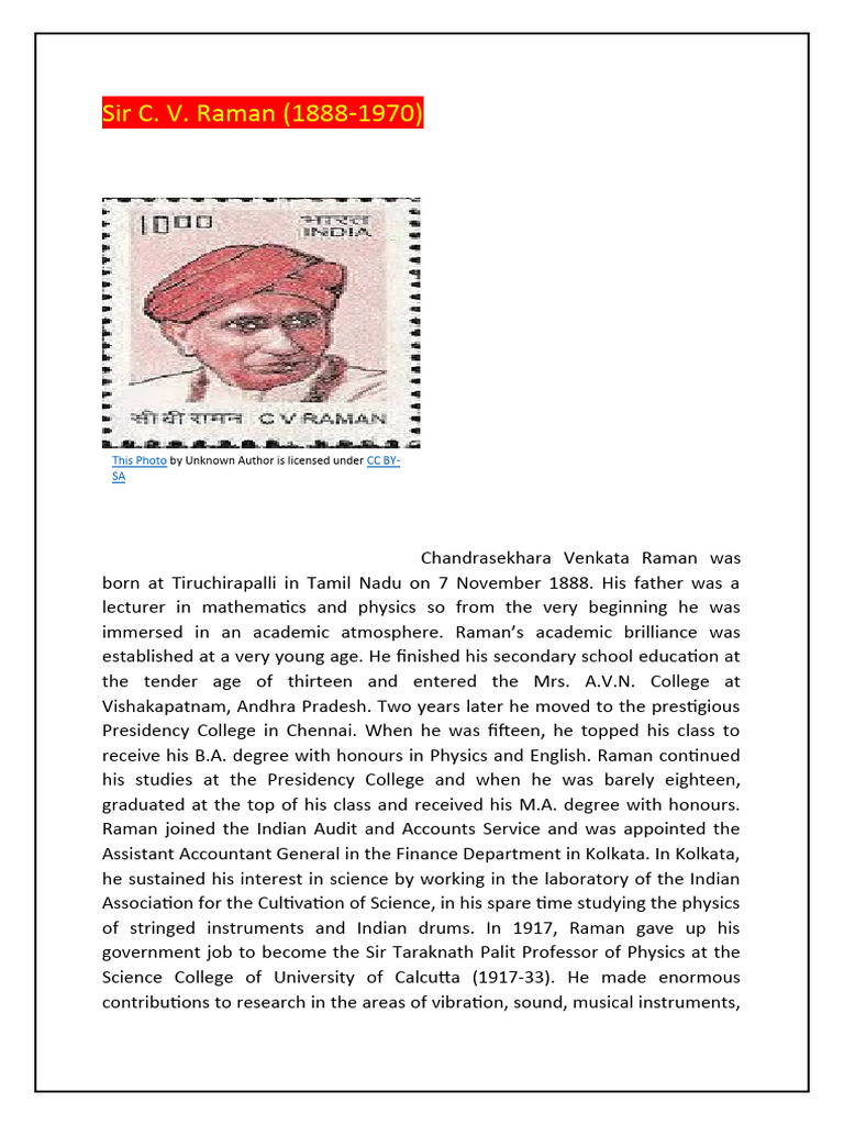 Vsir CV Raman | PDF