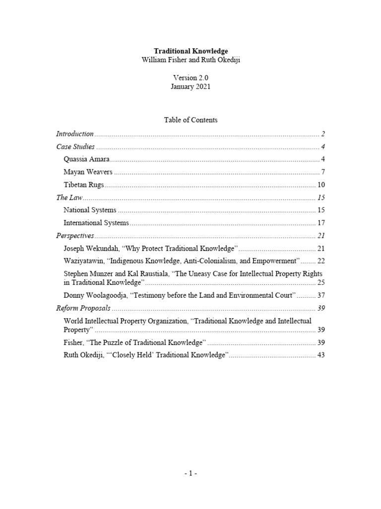 Traditional Knowledge | PDF