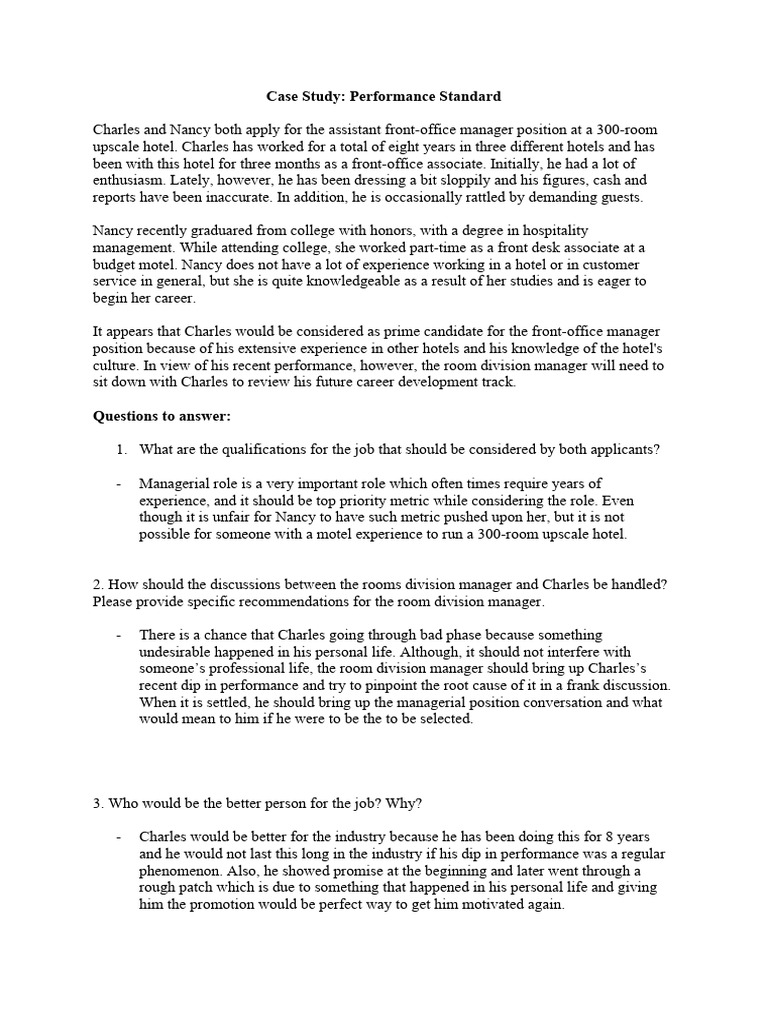 Case Study Individual | PDF | Hotel