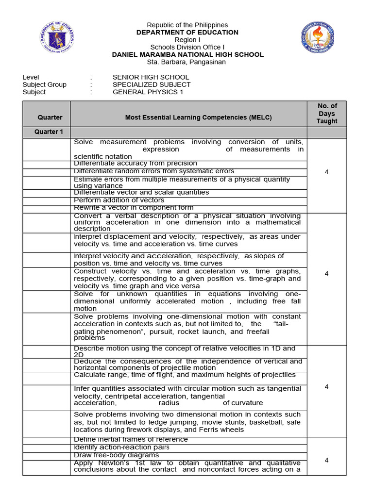 BOW General Physics 1 | PDF | Science & Mathematics