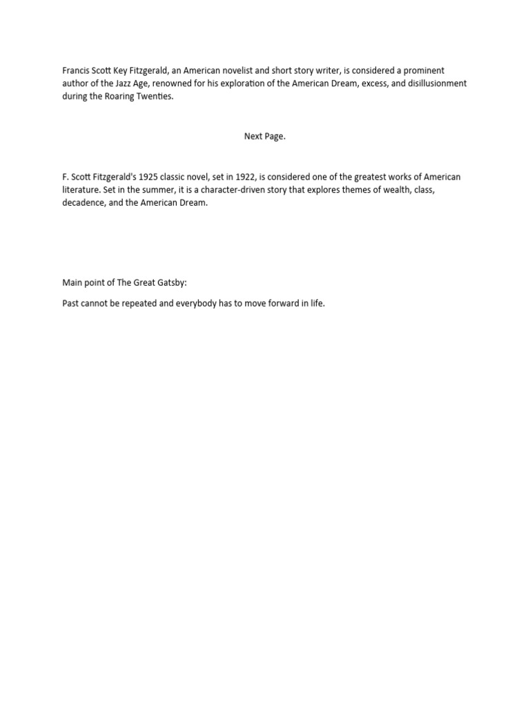The Great Gatsby: Full Summary | PDF