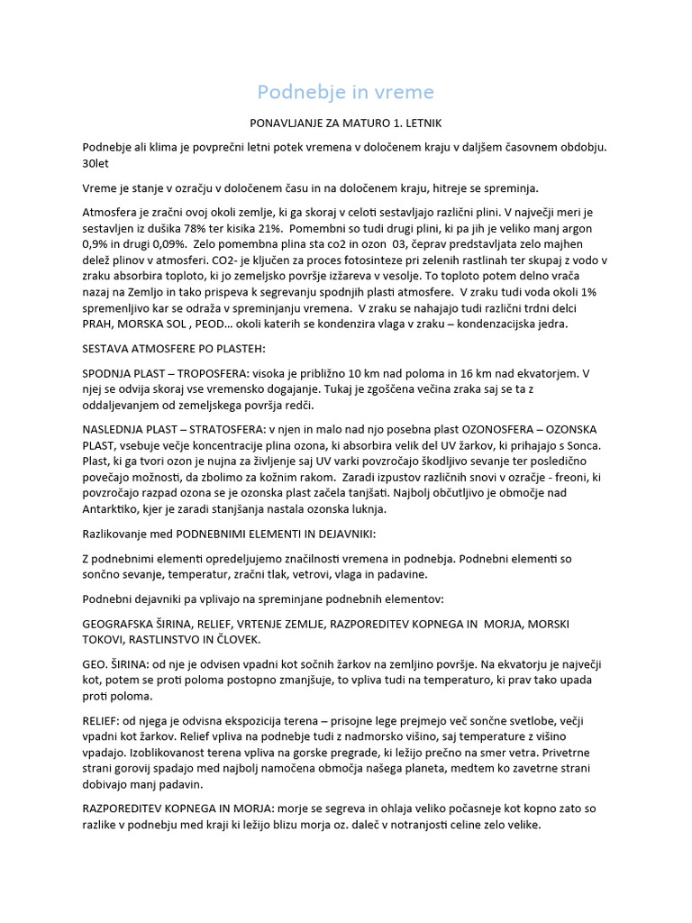 Podnebje in Vreme | PDF