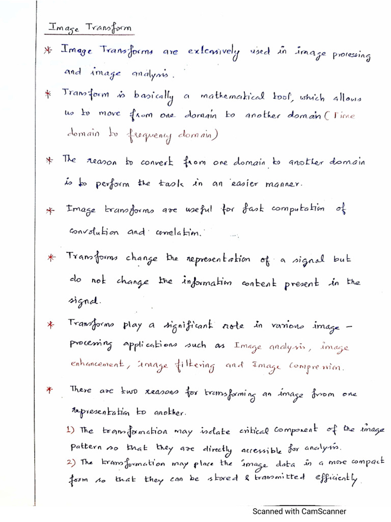 Unit-1 Image Transform | PDF