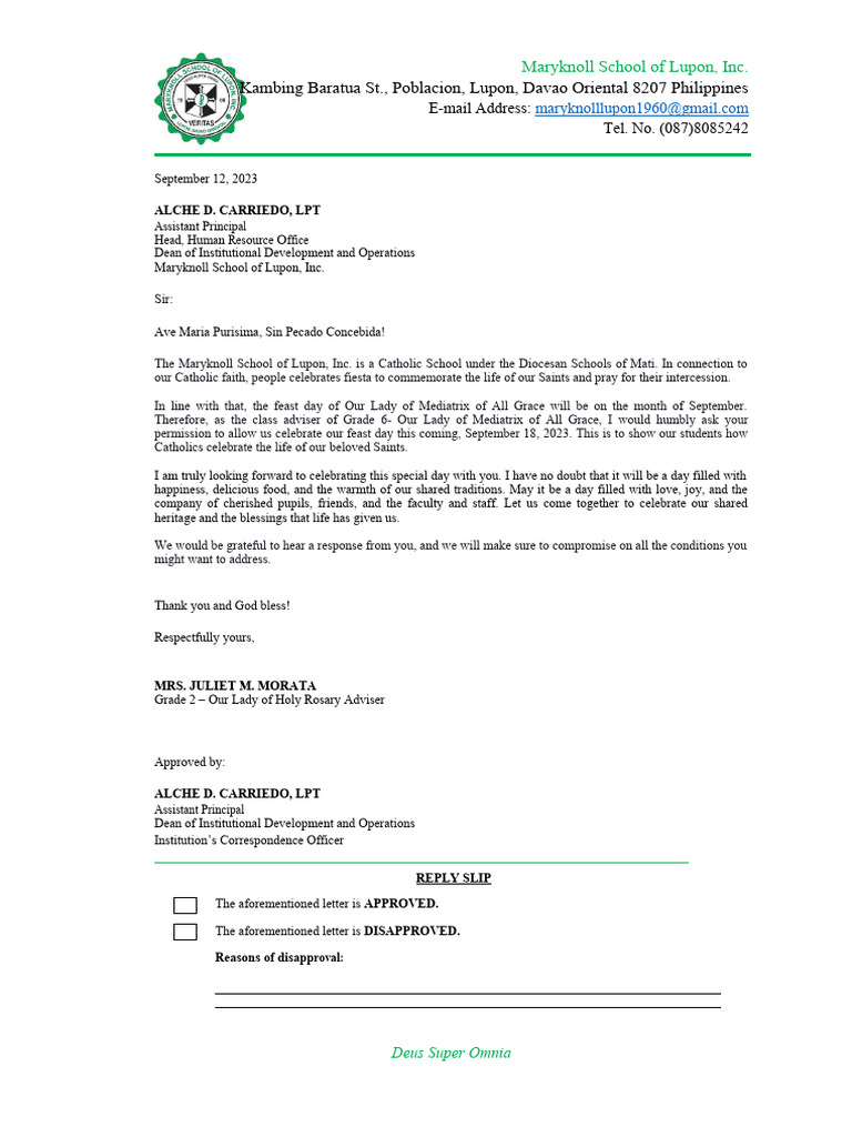 Communication Letter Feast Day | PDF