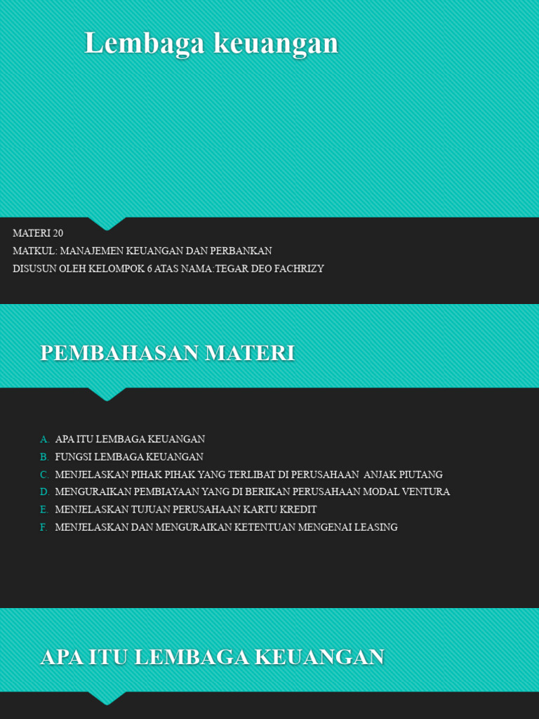 Kel 6 Materi Lembaga Keuangan | PDF