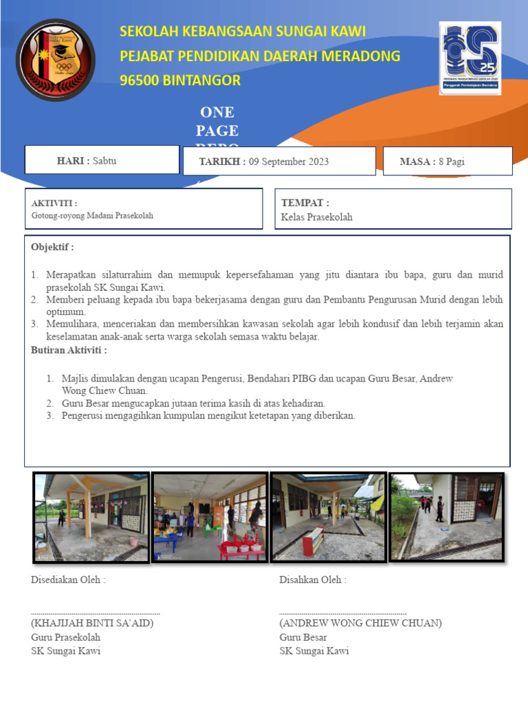 Laporan One Page Report Gotong Royong | PDF