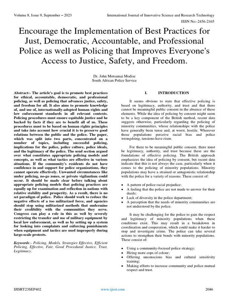 Encourage The Implementation of Best Practices For Just, Democratic ... Encourage The Implementation of Best Practices For Just, Democratic ...