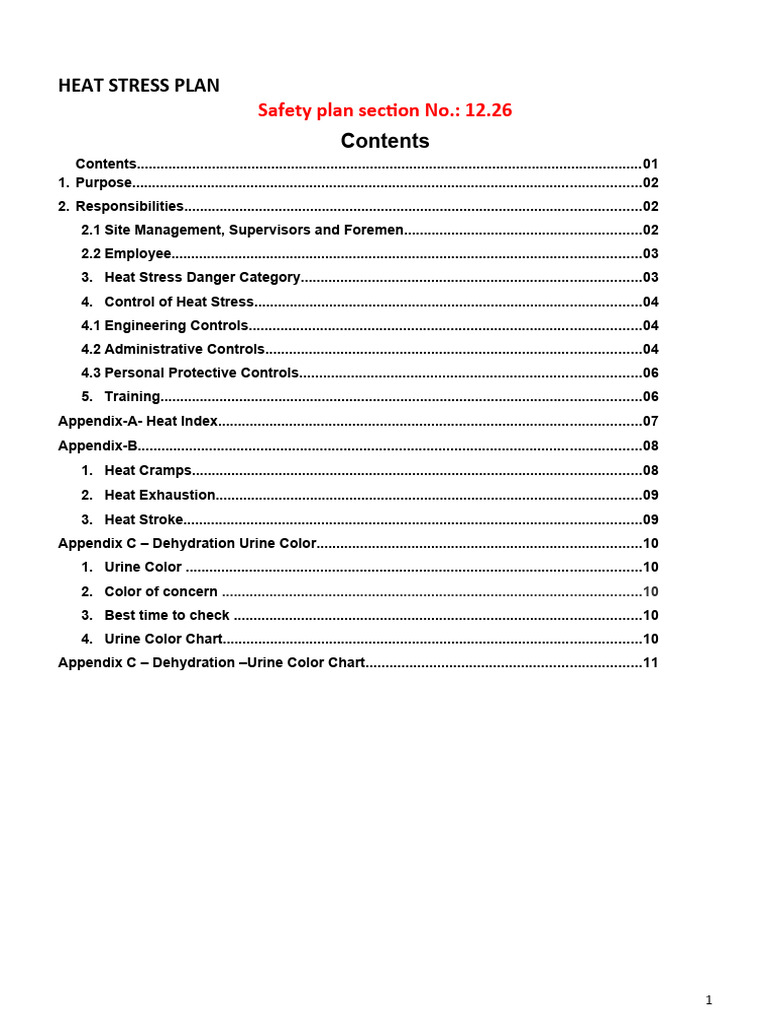 Heat Stress Plan | PDF | Hyperthermia | Dehydration